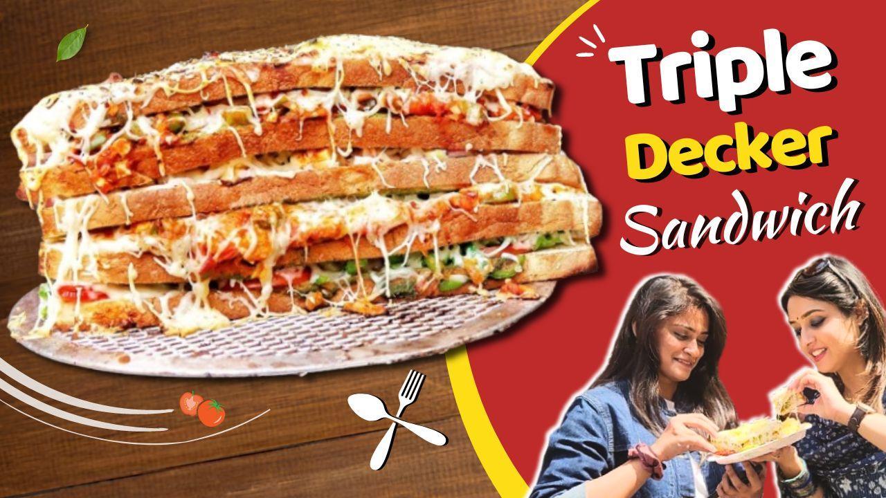 Indulge in the ultimate cheesy delight with our triple-layer sandwich ...